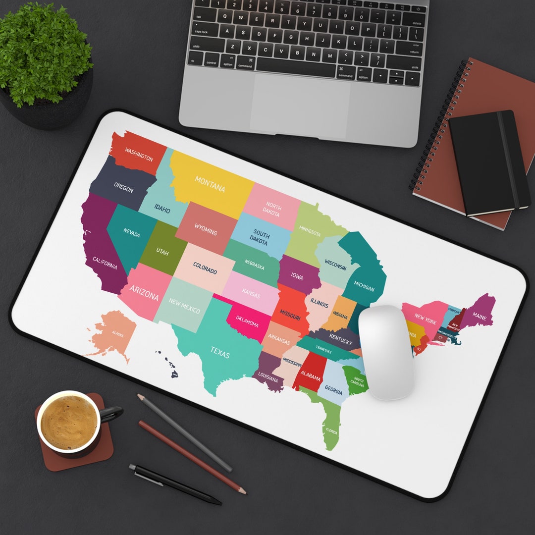 USA Map Desk Mat United States Map Mouse Pad American Map Desk Map ...