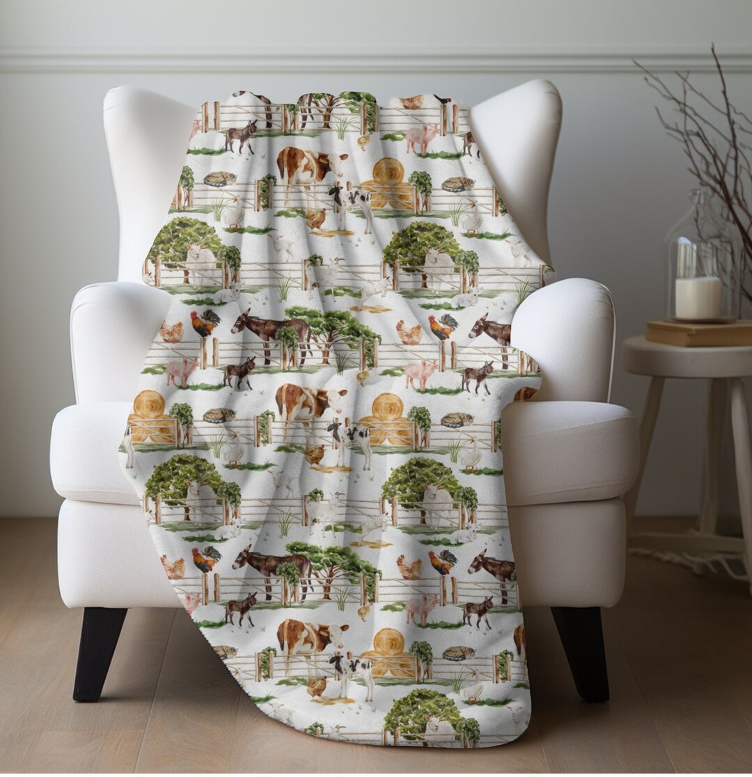 Farming Blanket Farmhouse Throw Country Blanket Farm Animal Blanket ...