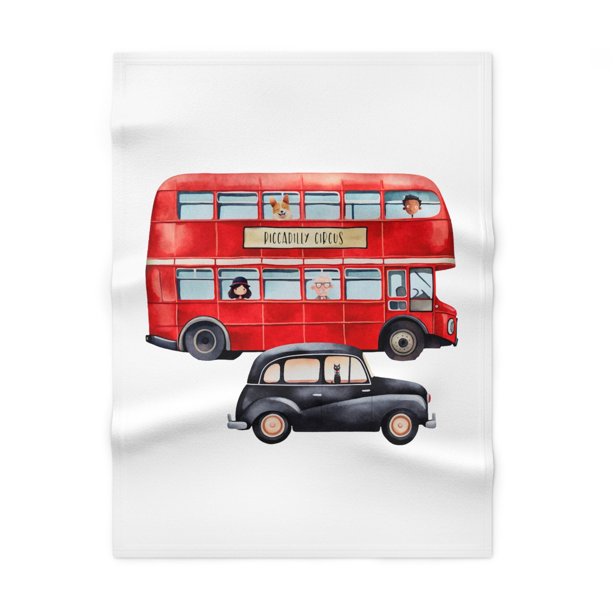 London Bus Baby Blanket British Gift Black Cab Blanket Double Decker ...