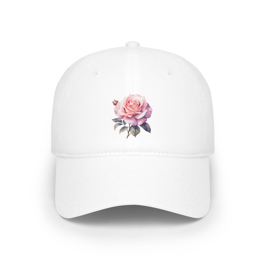Pink Rose Baseball Cap Rose Hat Floral Hat Pink Floral Cap Rose Print ...