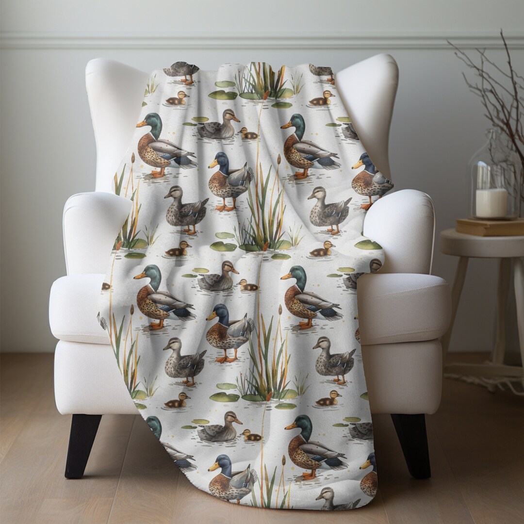 Wild Ducks on Pond Blanket Pond Scene Blanket Duck Print Blanket Bird ...