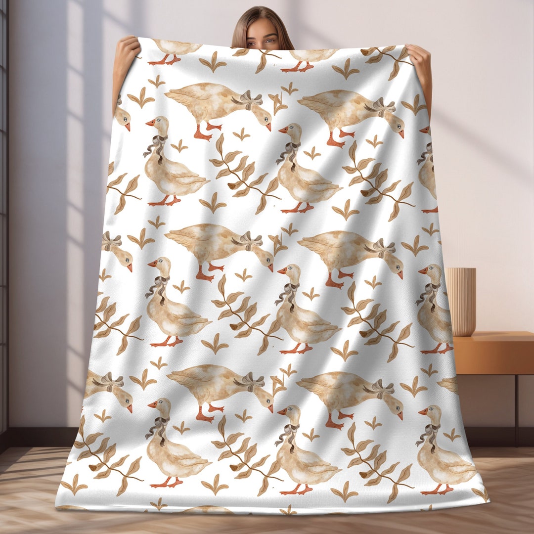 Goose Blanket Geese and Bow Blanket Farm Animal Blanket Farm Blanket ...
