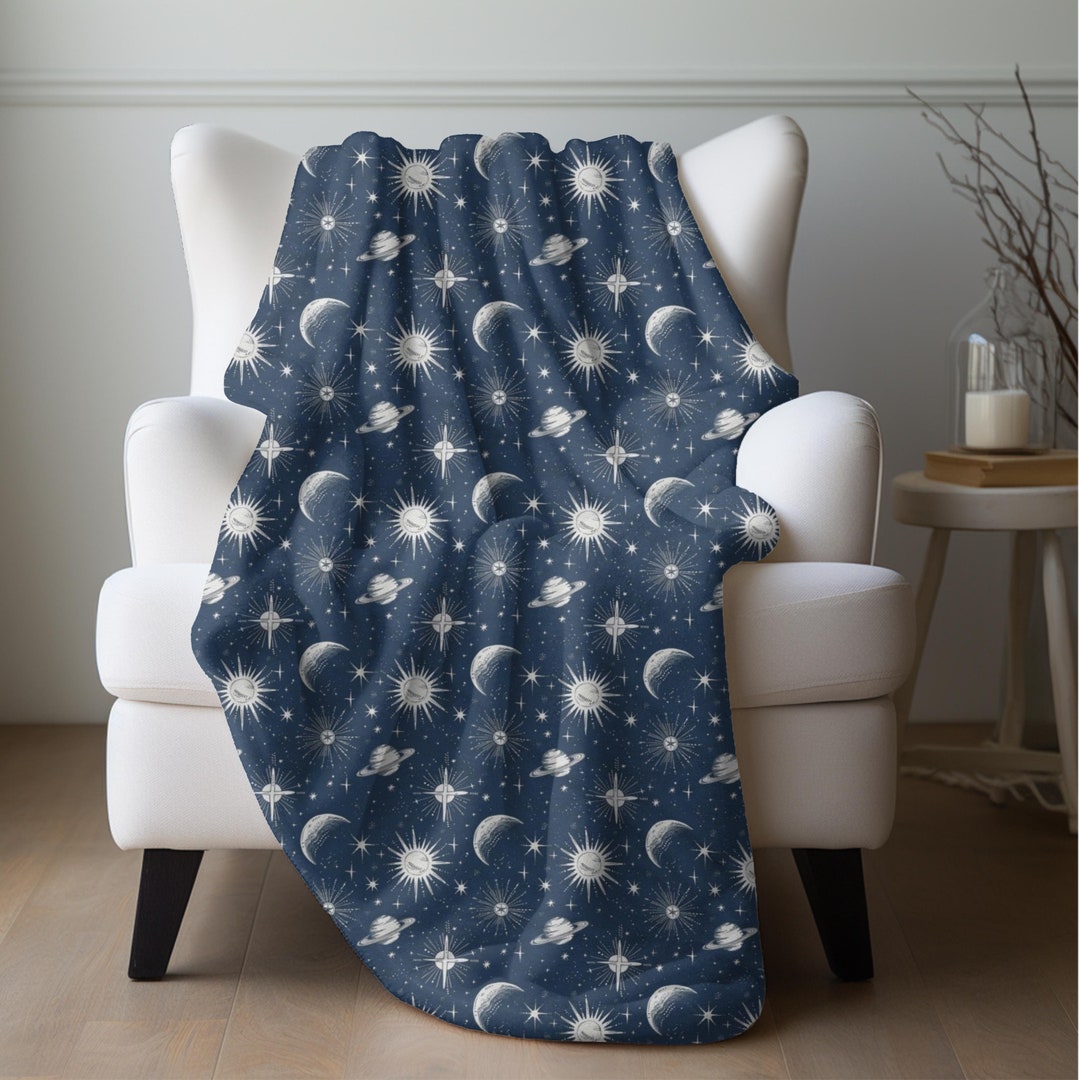 Stars and Moon Blanket Celestial Bedding Space Blanket Astronomy Lover ...
