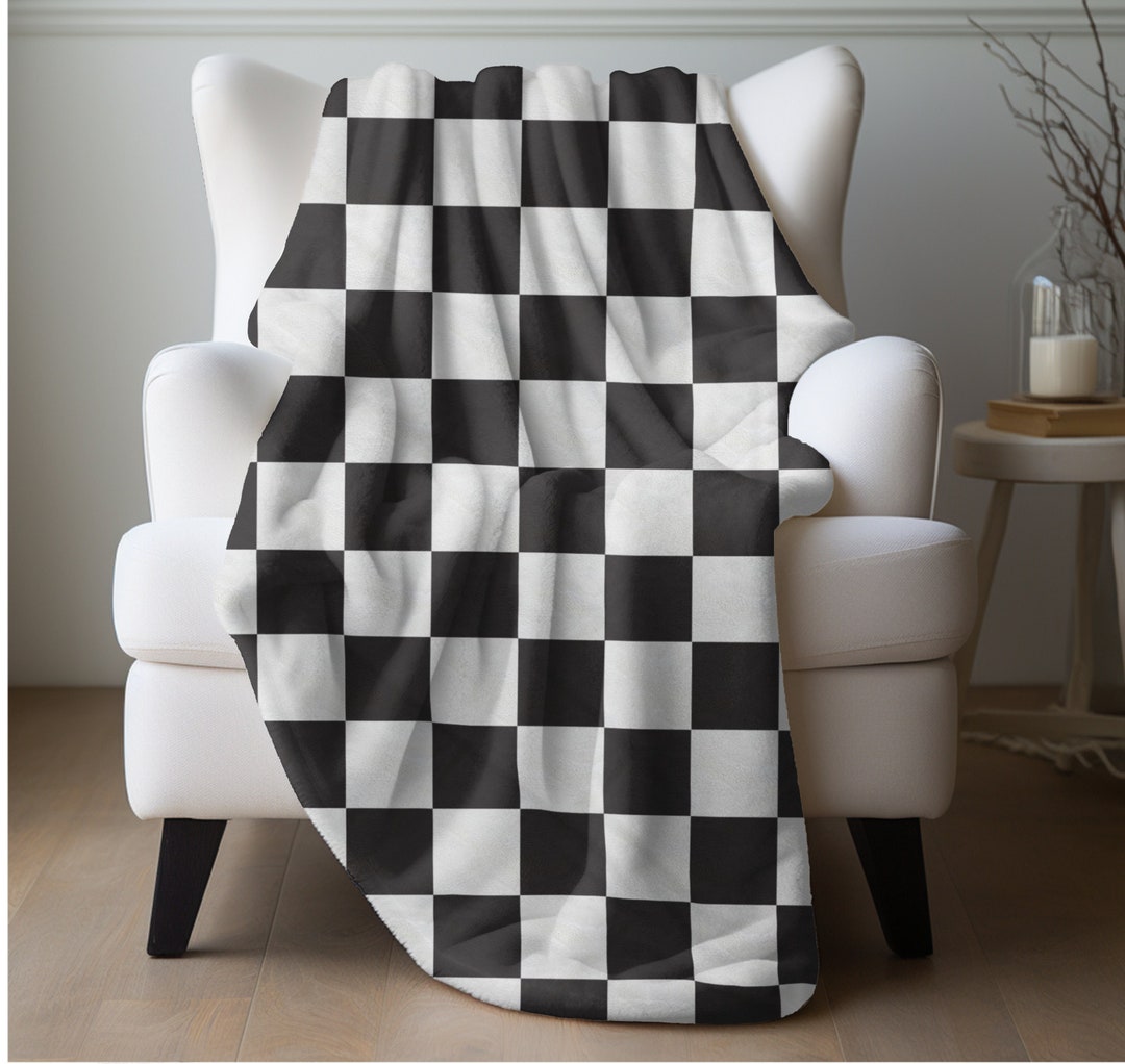 Black and White Checkerboard Blanket Black and White Checker Blanket ...