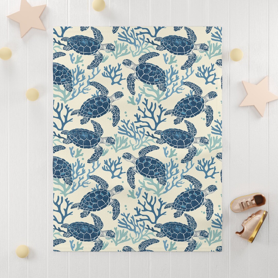 Turtles Baby Blanket Aquatic Baby Blanket Ocean Baby Blanket Marine ...