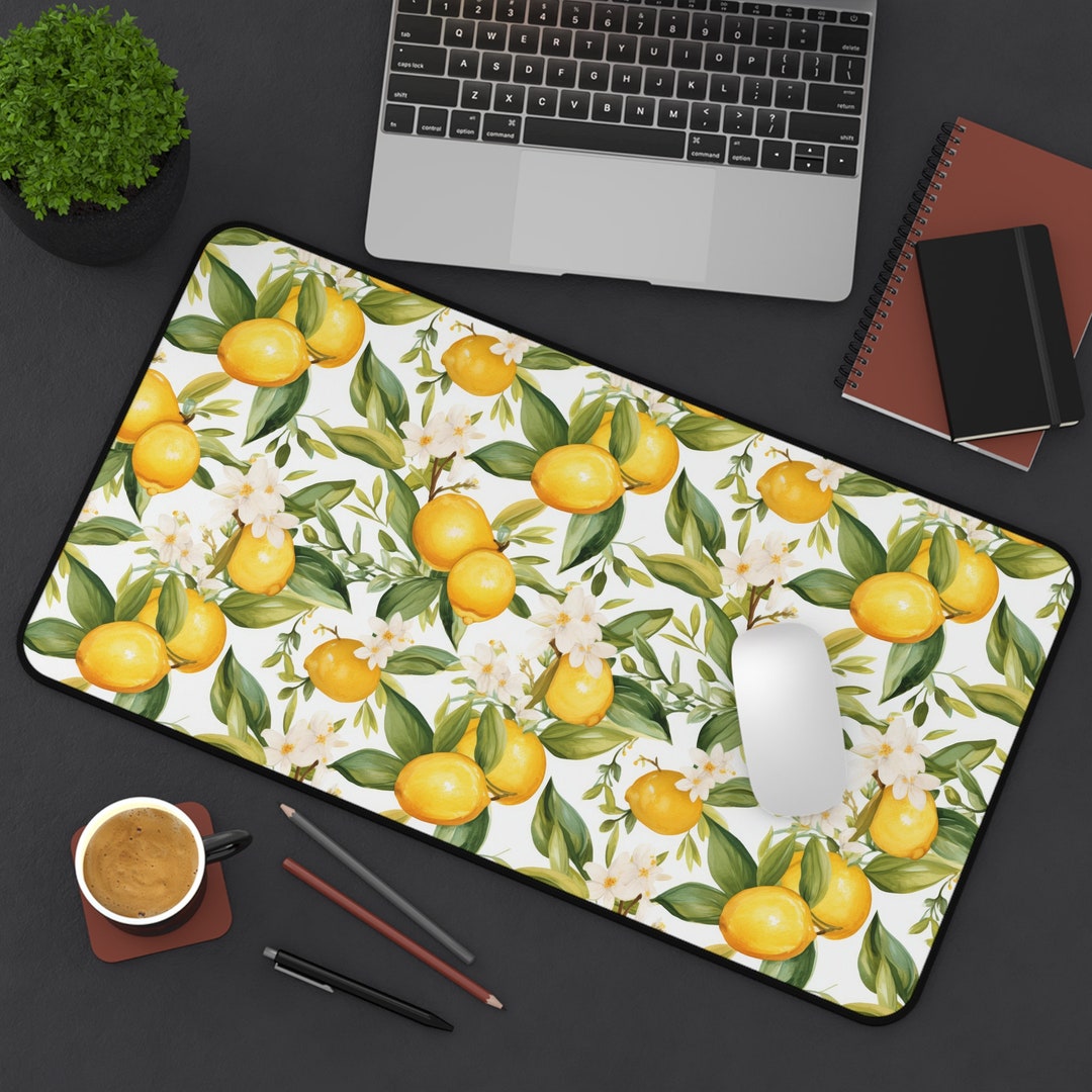 Italian Lemons Desk Mat Lemon Print Desk Mat Mediterranean Decor Sunny ...
