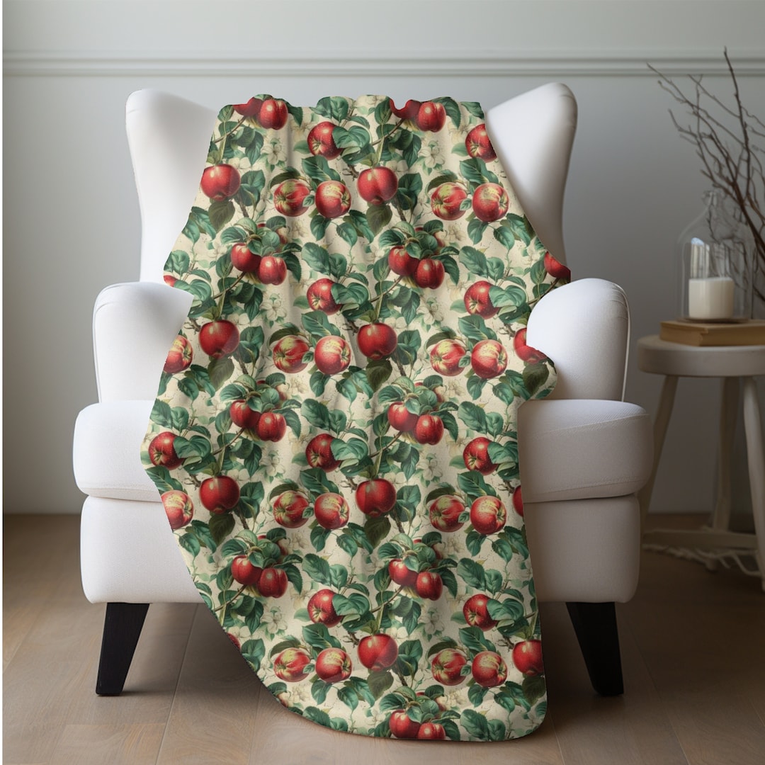 Apples Blanket Red Apple Orchard Bedding Harvest Blanket Fruit Lover ...