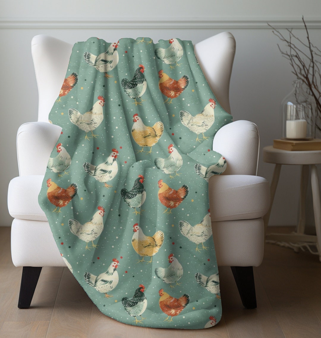 Colorful Chickens Blanket Chicken Blanket Farm Animal Blanket Chicken ...