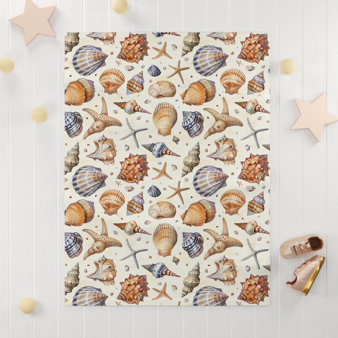 Beach Shells Baby Blanket Shell Pattern Baby Blanket Starfish Baby ...