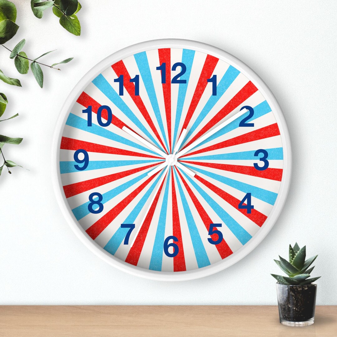 Circus Stripes Wall Clock Carnival Stripes Clock Retro Circus Wall ...