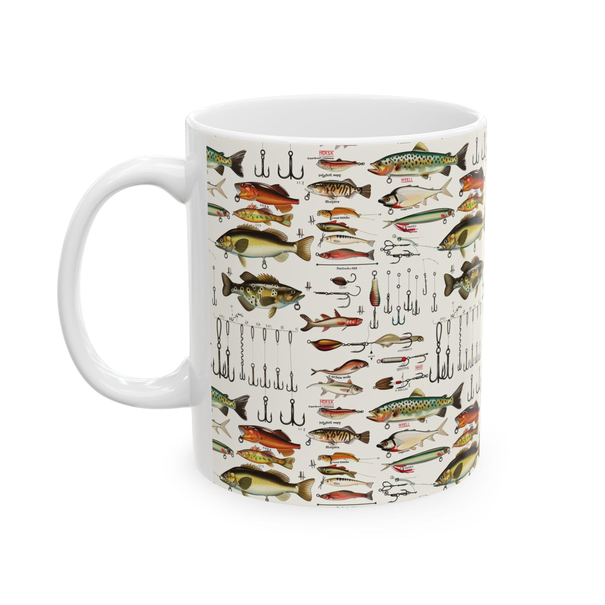 Fishing Mug Fish Hooks Coffee Mug Masculine Kitchen Decor Fisherman Mug ...