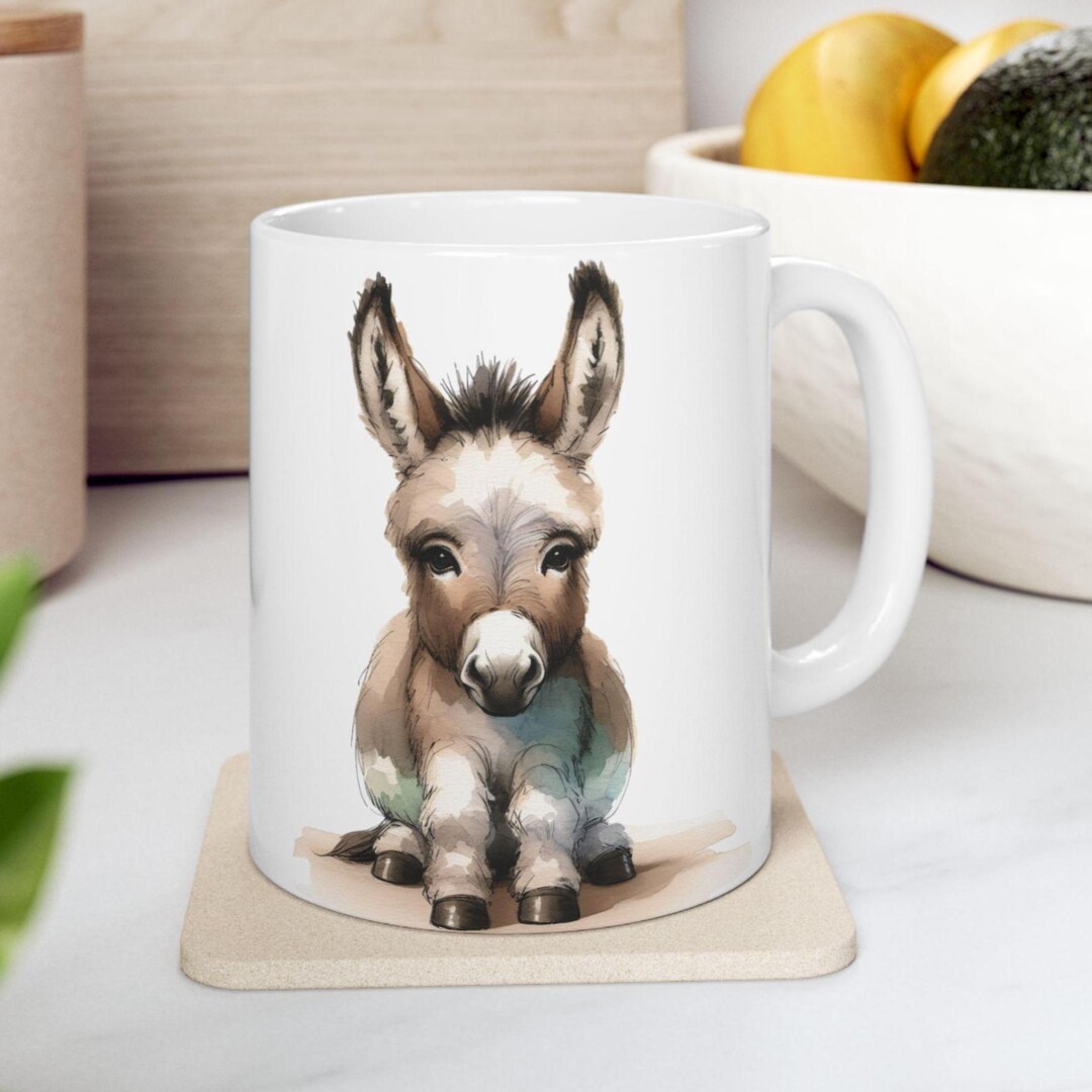 Baby Donkey Mug Cute Donkey Coffee Cup Watercolor Animal Mug Baby ...