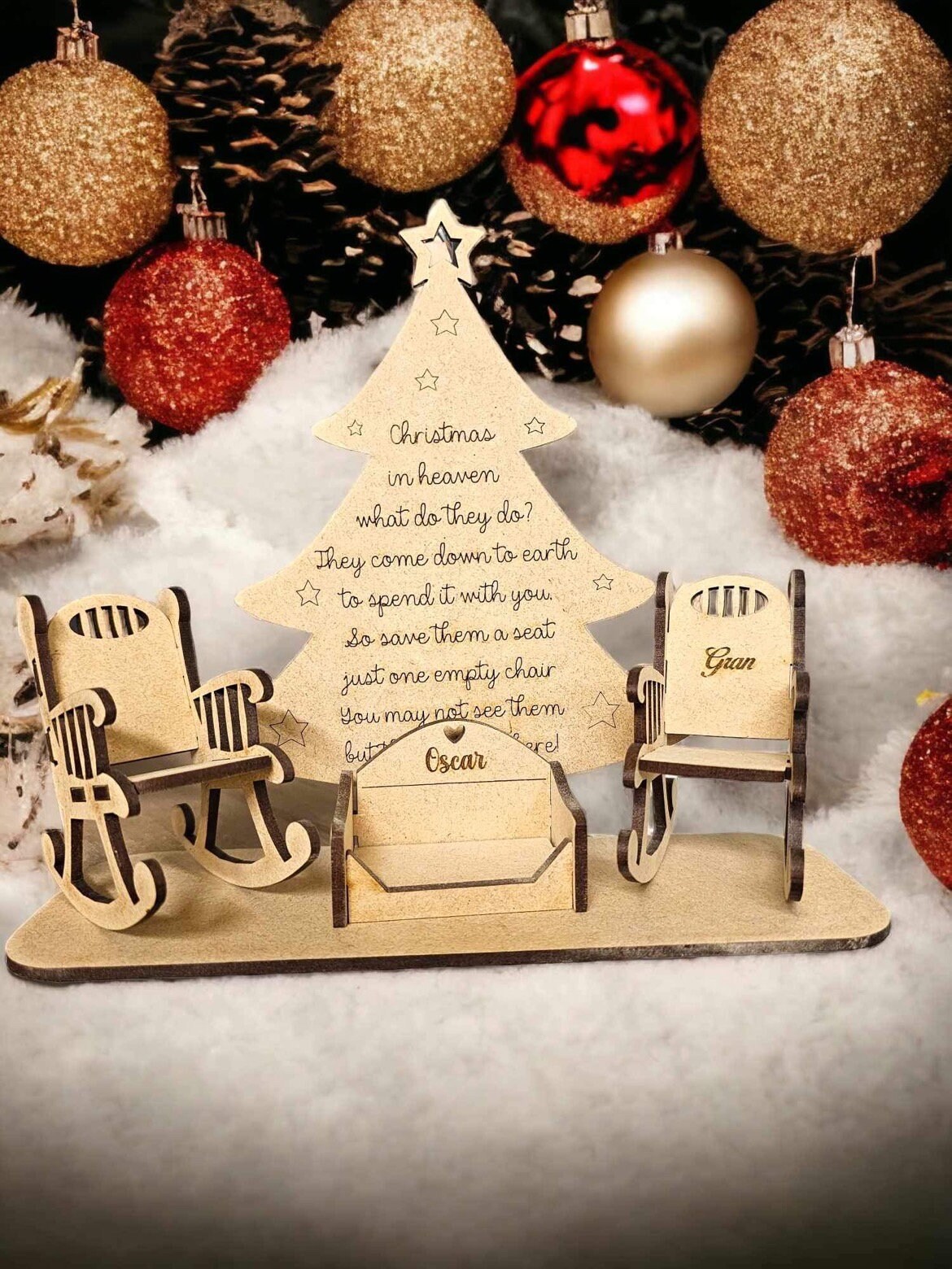 Christmas in Heaven Personalised Tree, Rocking Chair and Dog Bed ...