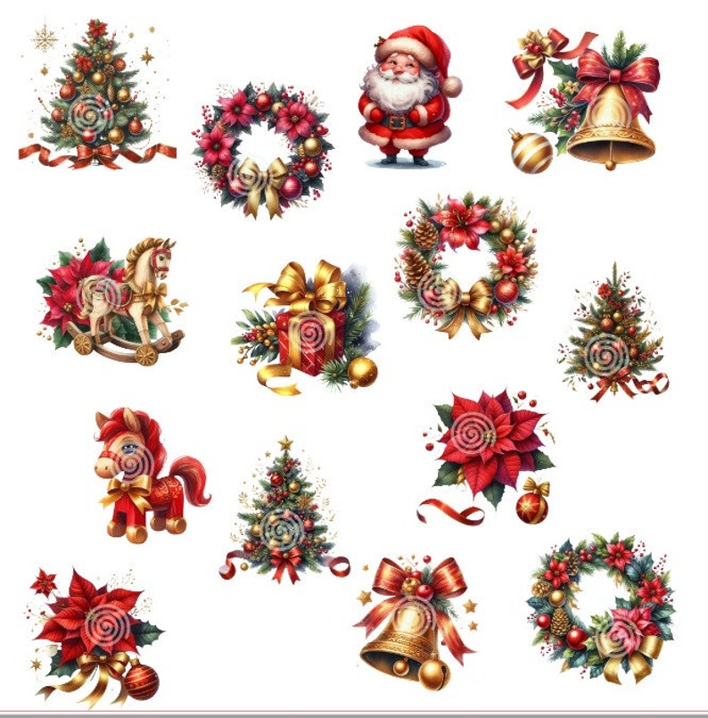Christmas Clipart Pack / Xmas Clipart / PNG / Santa Claus Clipart ...