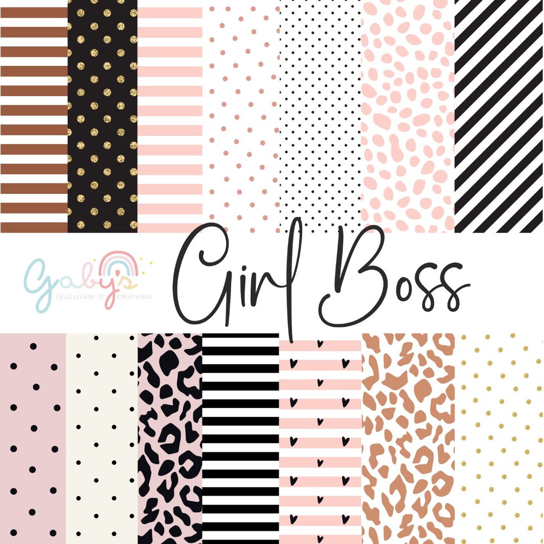 Girl Boss Digital Paper / Compatible Cameo Cricut / Wallpaper / Dotted ...