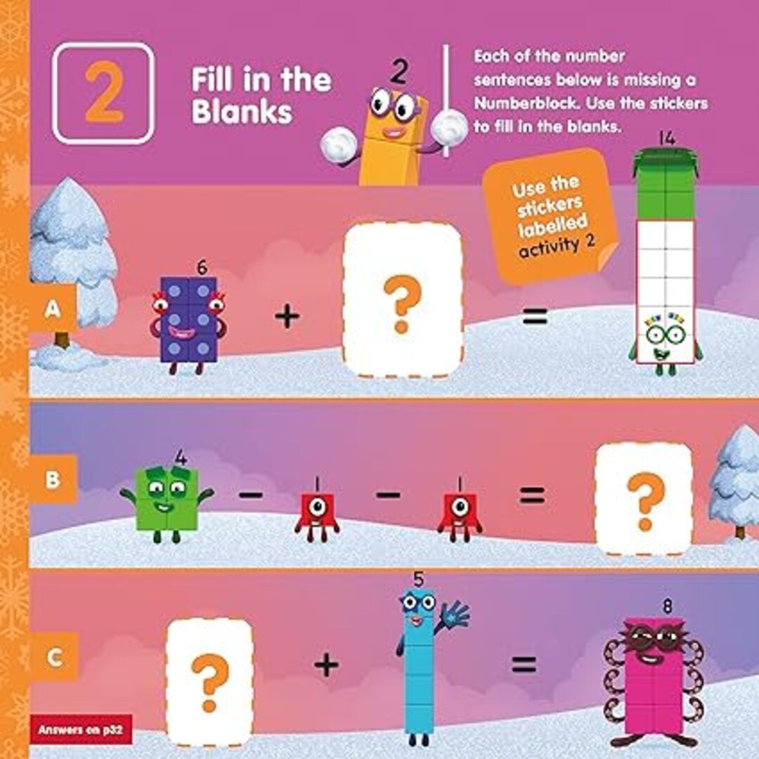 Numberblocks Christmas Sticker Activity Book Quizzes - Etsy