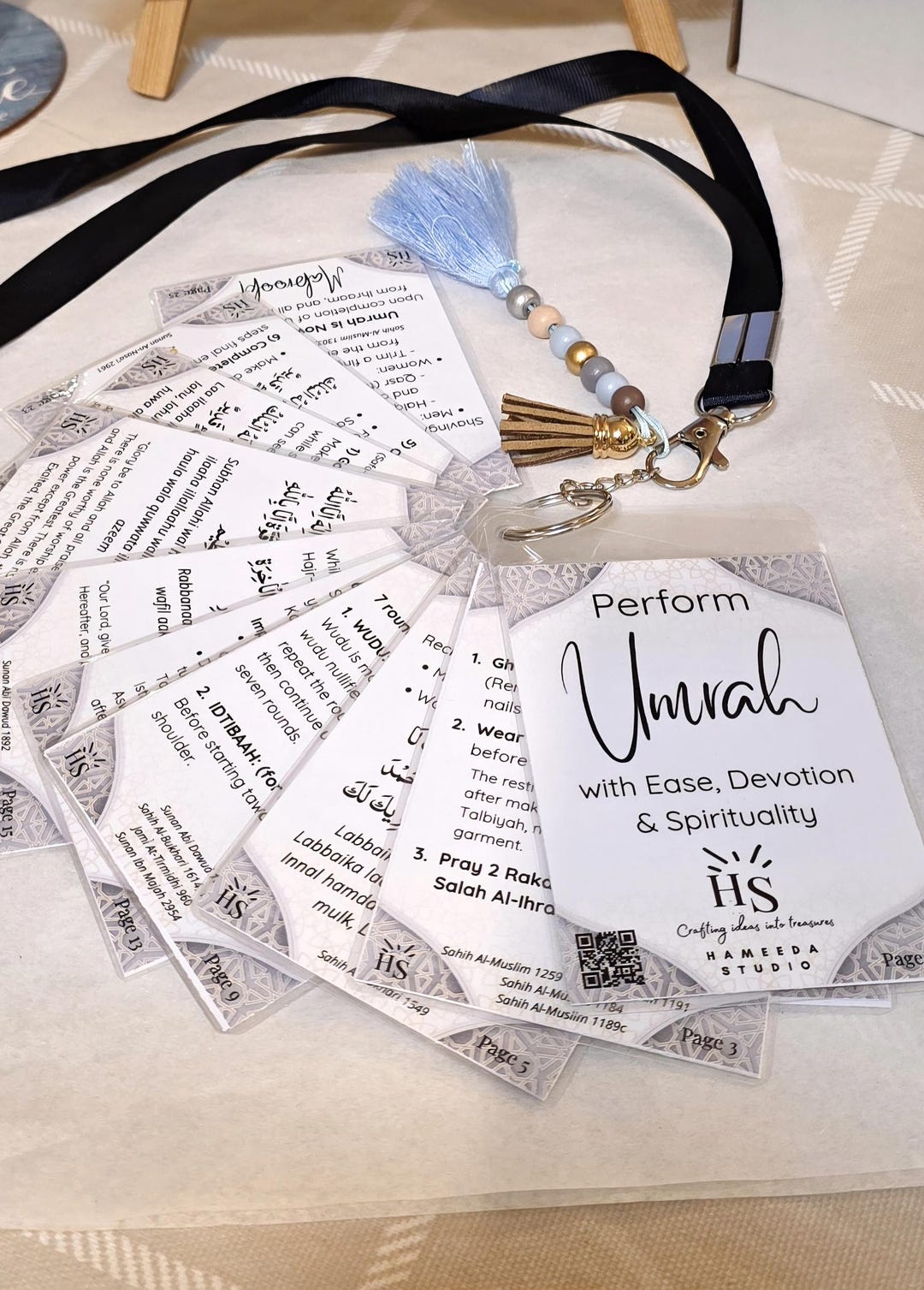 Umrah Dua Cards With Tawaf Tasbih & Lanyard | Step-by-step Guide ...