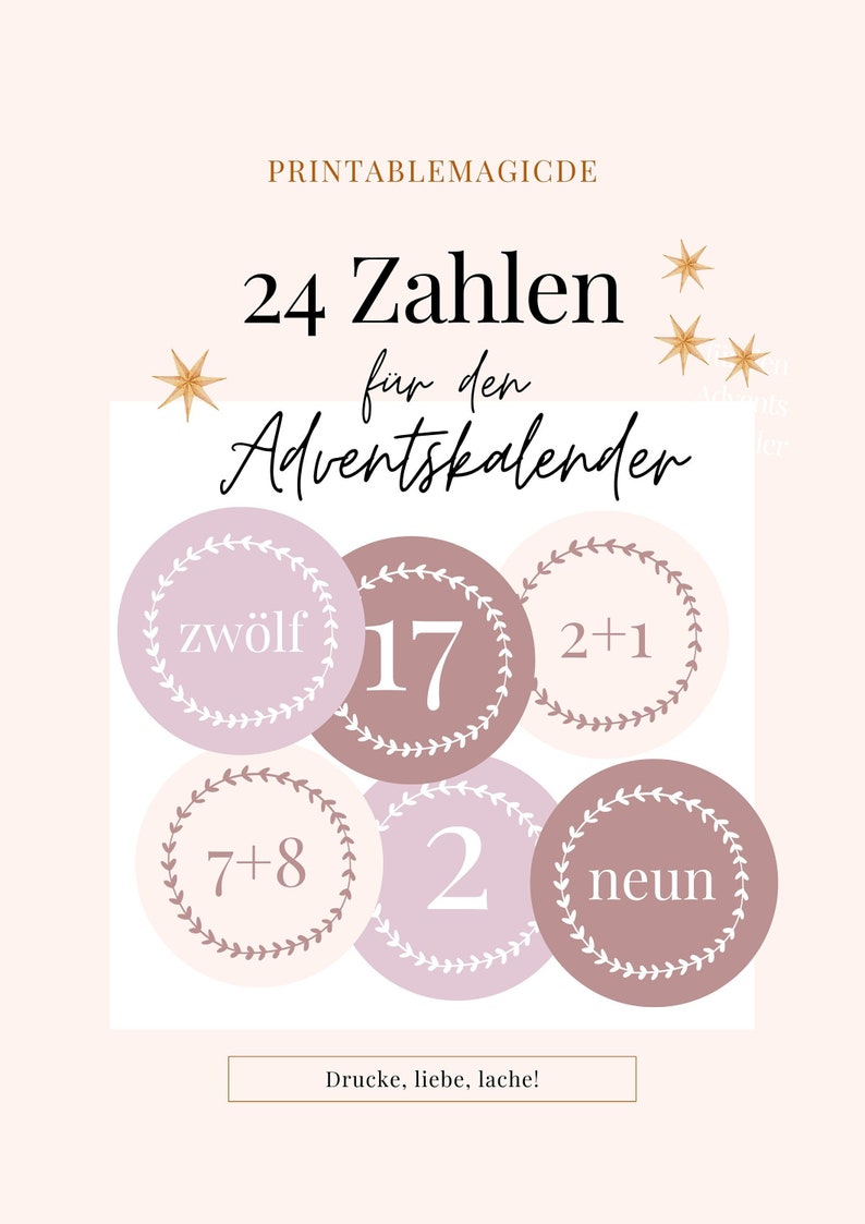 Advent Calendar Numbers (PDF) to Print Out Yourself 1-24 Last Minute ...