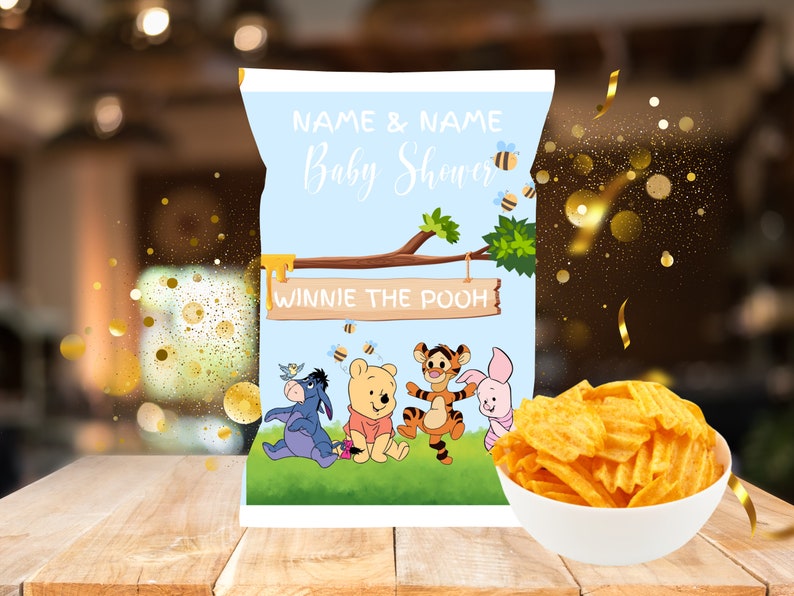 Winnie the Pooh Baby Shower Chip Bag, Personalized Theme (digital ...