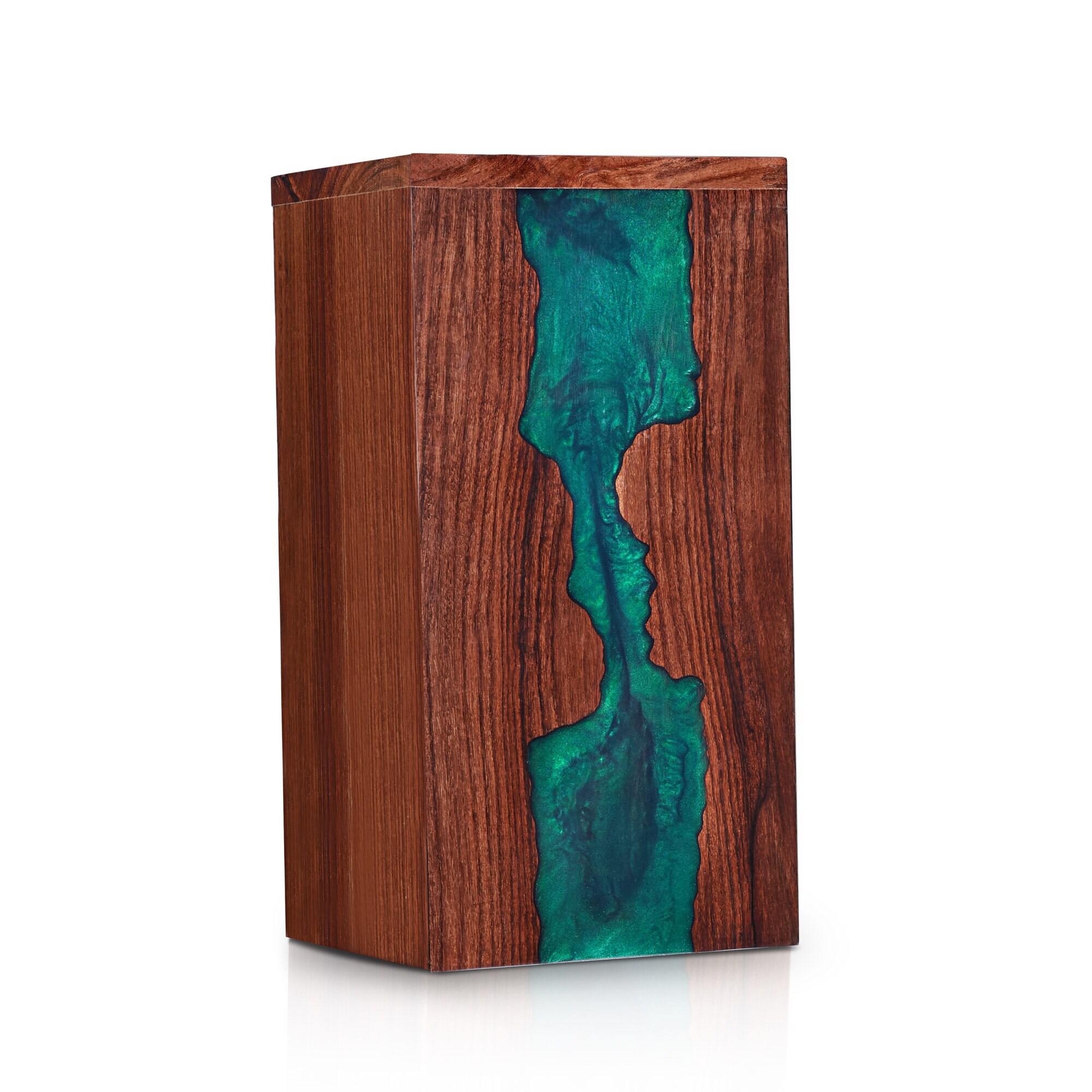 Handcrafted Rosewood and Green Resin Urn Box Unique Memorial Urn for ...