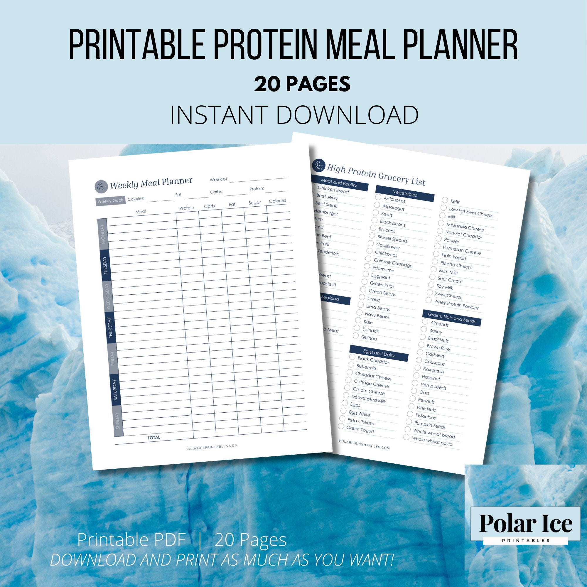Protein Meal Planner ,printable High Protein Diet Tracker weekly ...