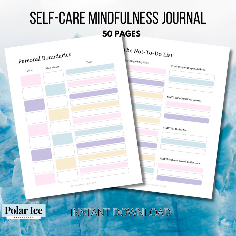 Self-care Mindfulness Journal Printable | 50 Pages Planner | 4 Sizes A4 ...