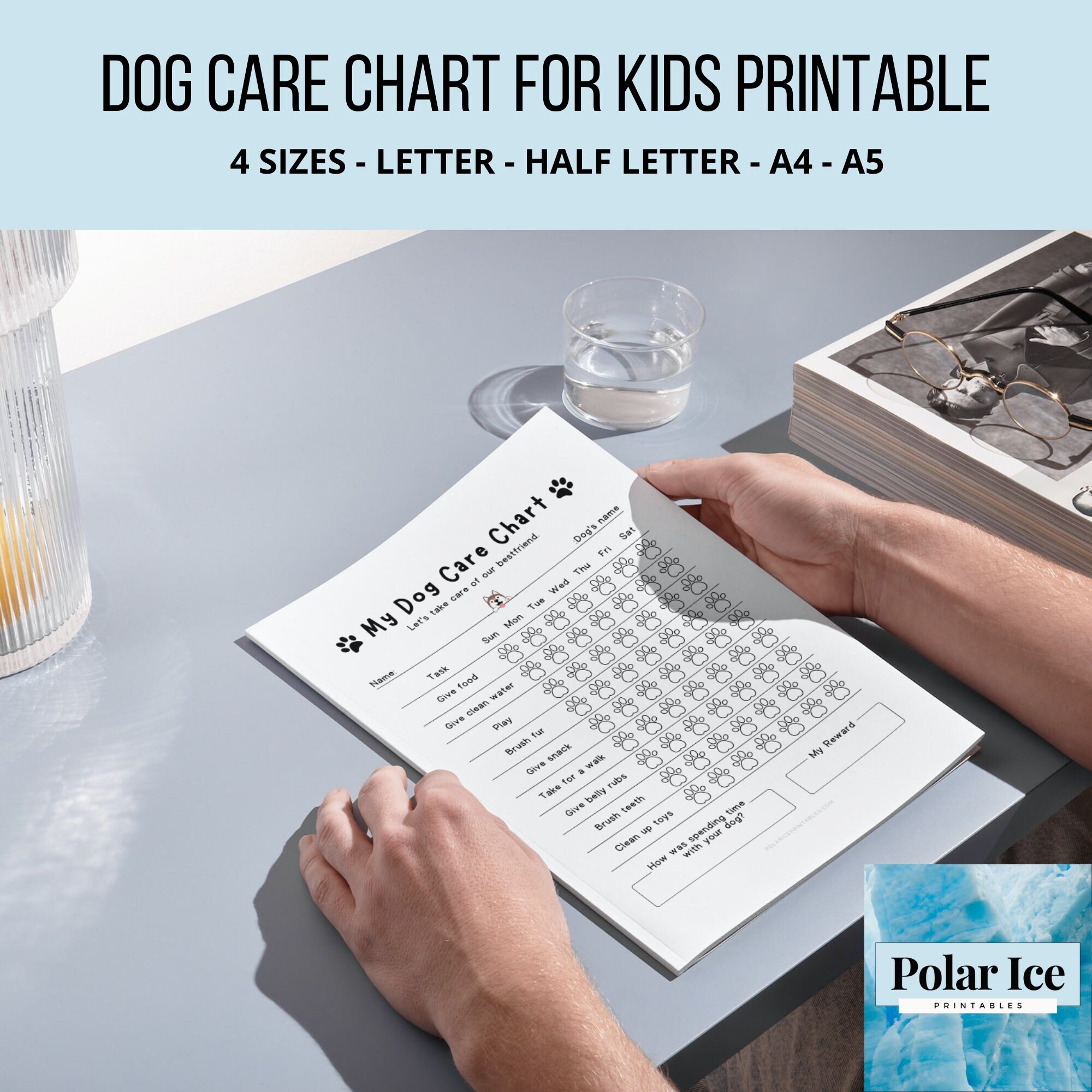 Dog Care Chart for Kids Printable - Minimalist Design With Monday and ...