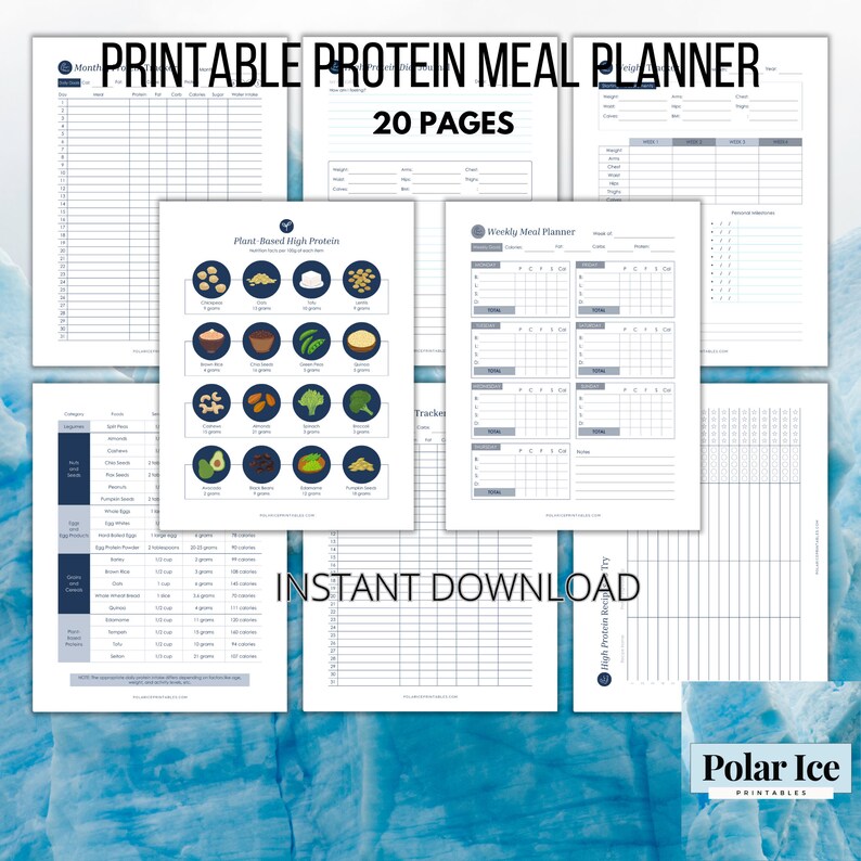 High Protein Meal Planner Printable – Weekly & Daily Food Tracker With ...