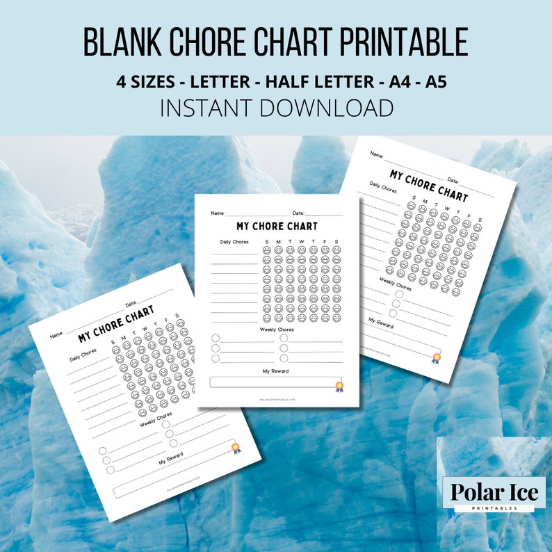 Blank Chore Charts Printable PDF - Minimalist Design With Daily and ...