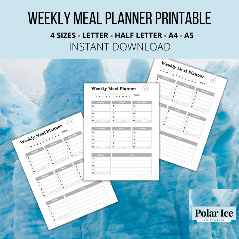 Printable Weekly Meal Planner With Snacks - Minimalist Black and White ...