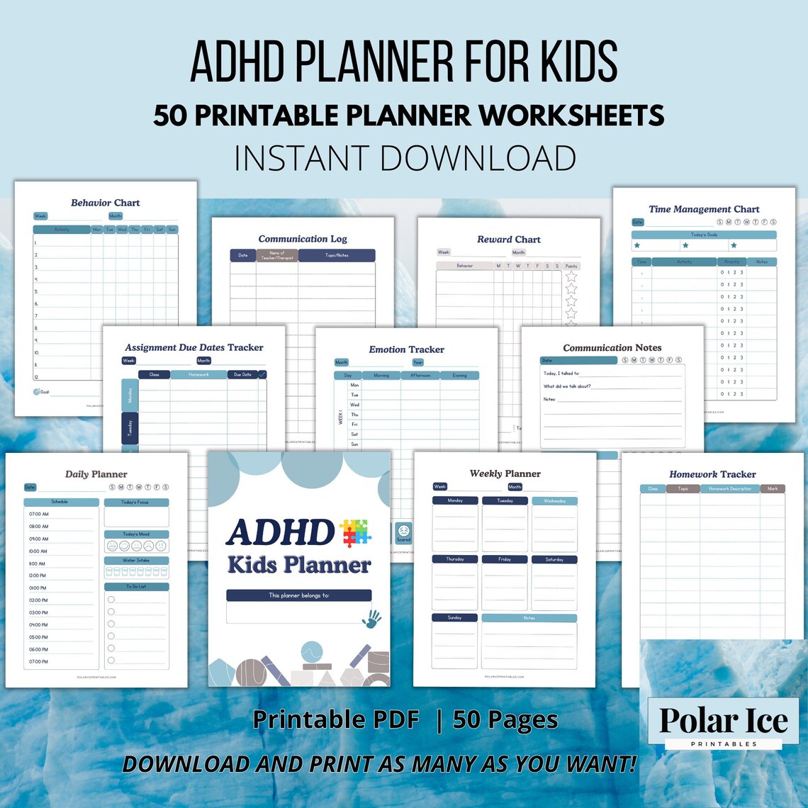 Printable Adhd Worksheets for Kids Pdf | Childrens Adhd Planner - Etsy