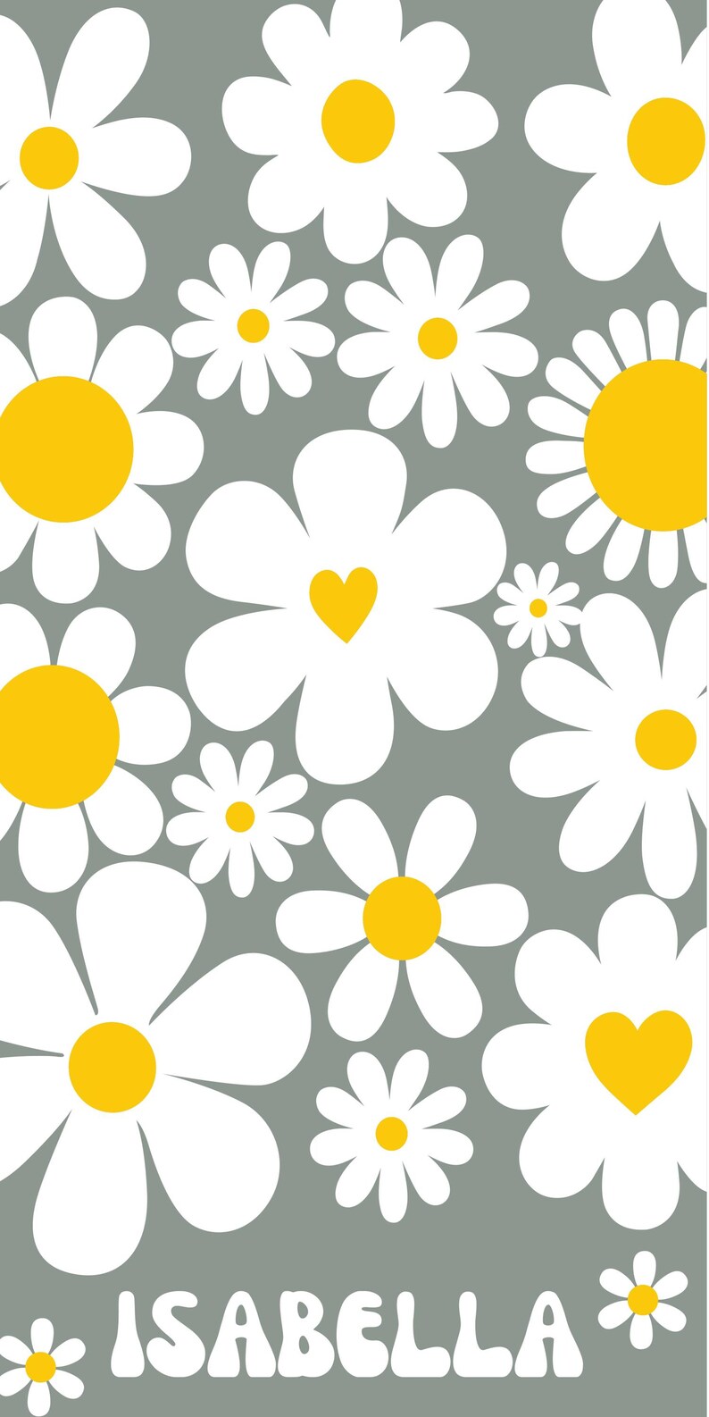 Custom Daisy Beach Towel With Name, Retro Floral Towel for Kids ...