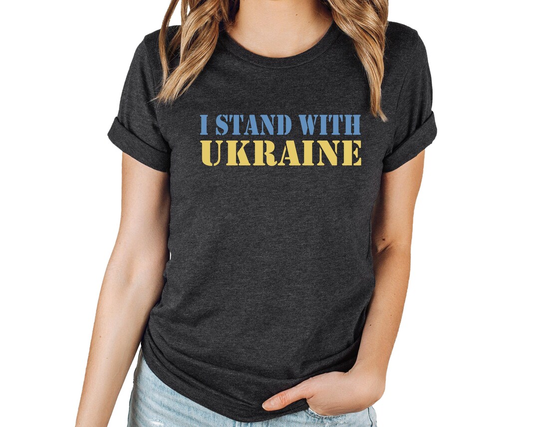 I Stand With Ukraine T-shirt for Women or Men, Vintage Rainbow Save ...