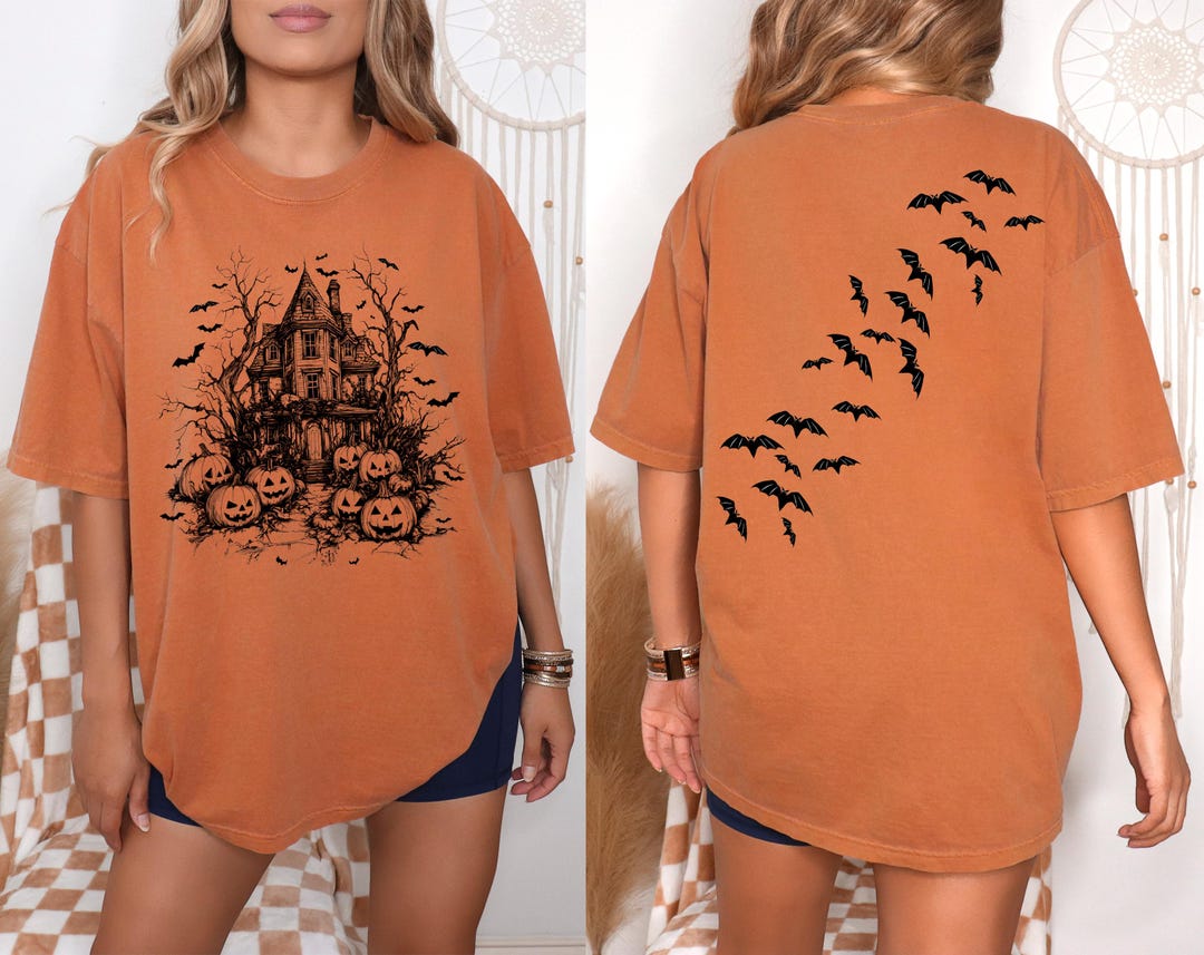 Vintage Haunted House Comfort Colors® Sweatshirt, Spooky Season Hoodie ...