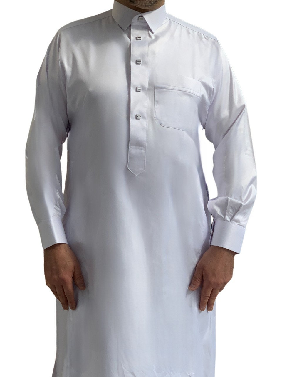 White Qamis for Men, Luxury Muslim, Elegant for Parties, Eid, Weddings ...