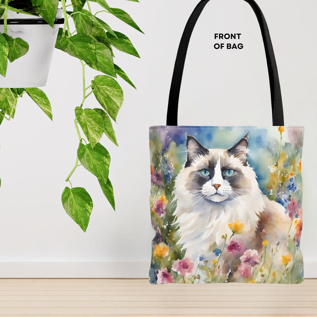 Ragdoll Cat Watercolor Wildflowers Tote, Ragdoll Cat, the Cat Lover ...