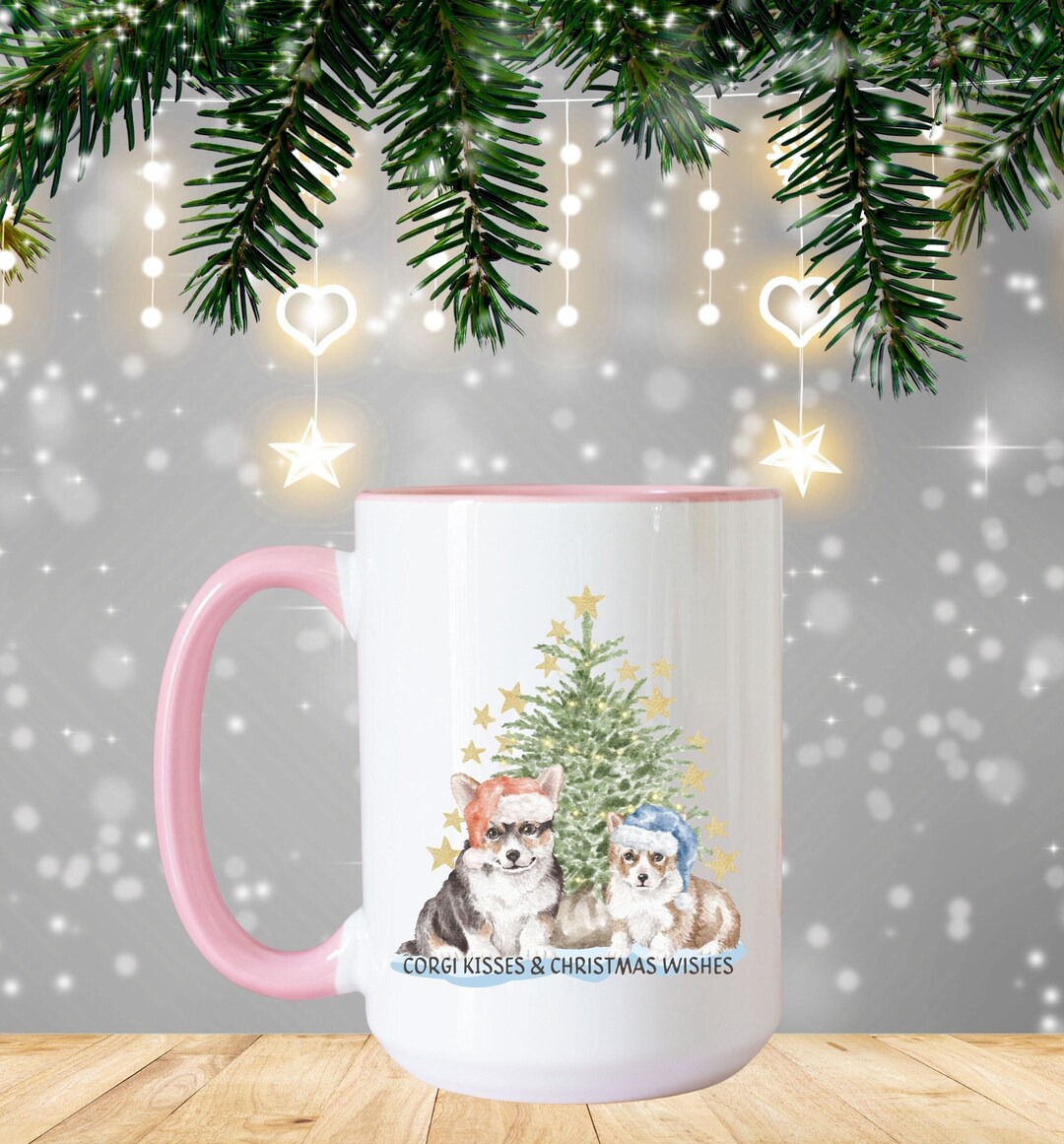 Corgi Kisses & Christmas Wishes 15oz Mug, Corgi Mom Gift, Corgi Mug ...