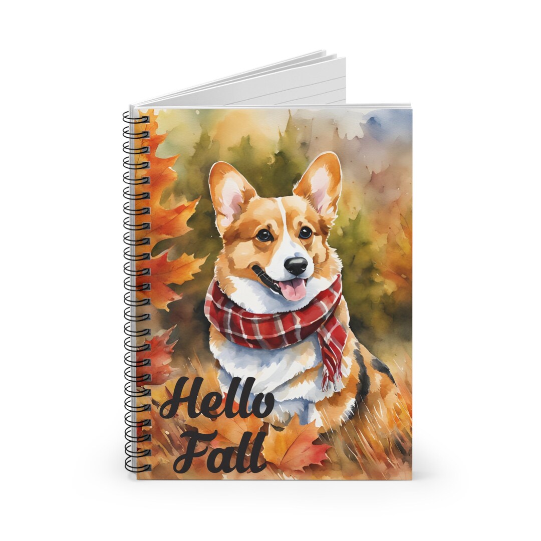 Corgi Hello Fall Spiral Notebook, Back to School Corgi Notebook, Welsh ...