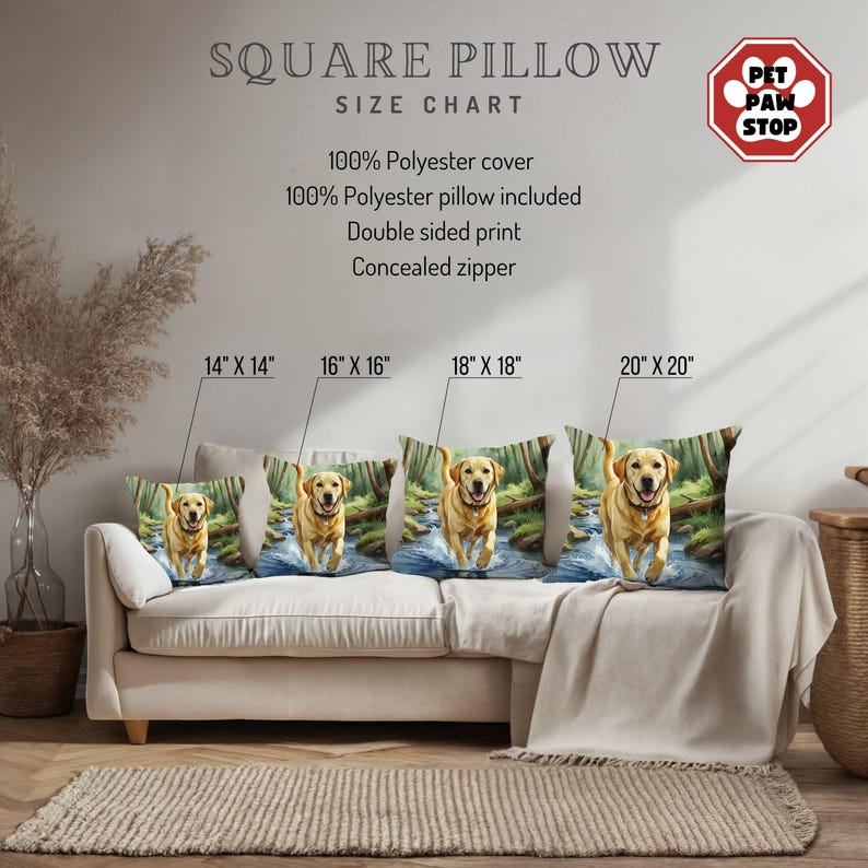 Labrador Retriever Throw Pillow – Farmhouse Dog Decor – Available in 4 ...