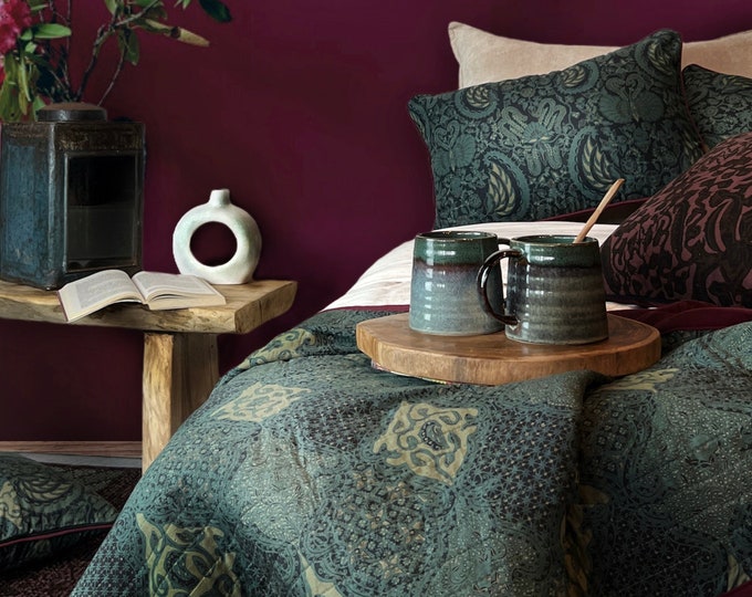 Japanese Style Bed Throw, Batik Pattern Quilted Throw, Asian Fabric - Etsy