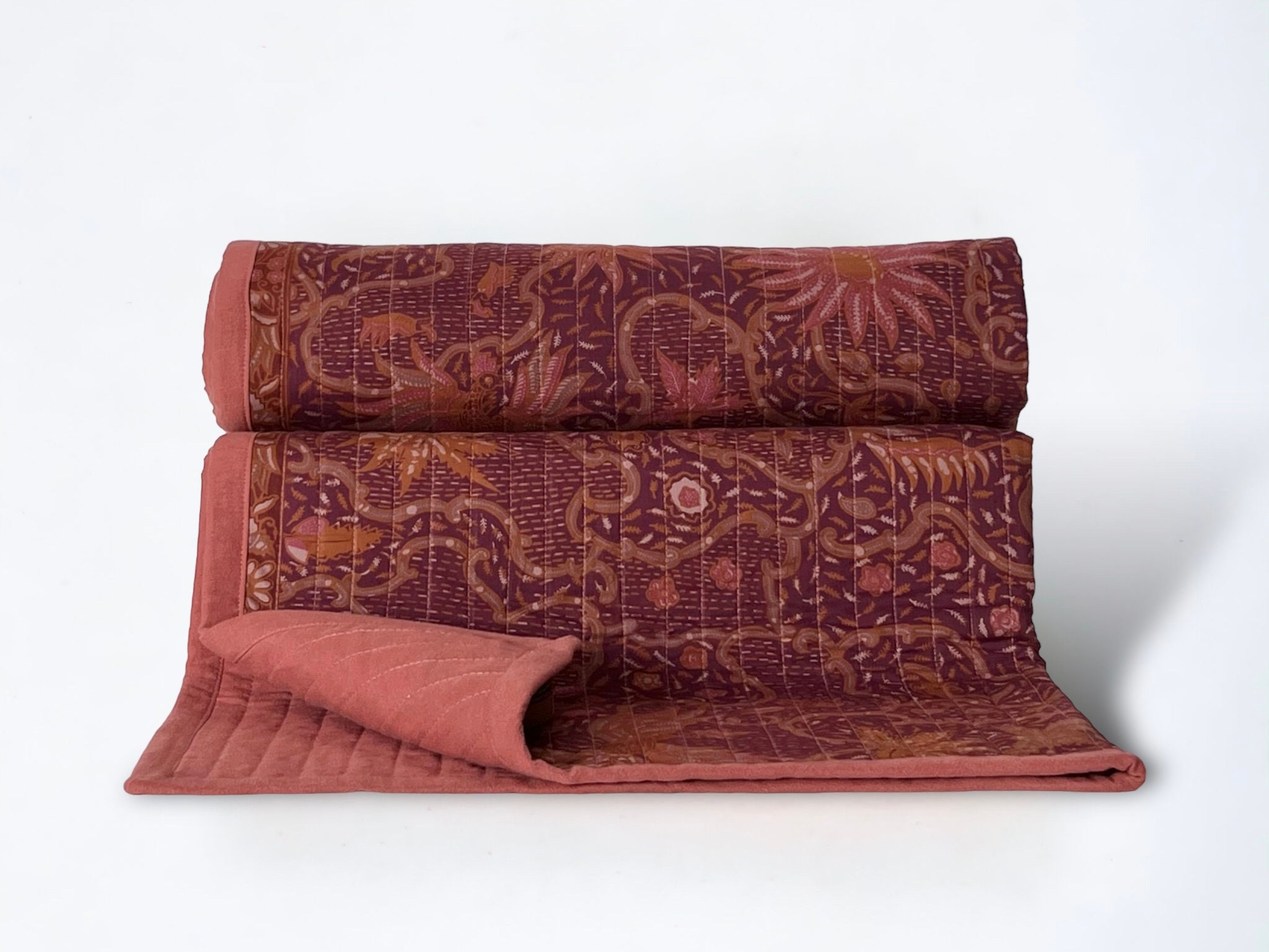 Shabby Chic Floral Throw Indonesian Batik Pink Bed Runner - Etsy