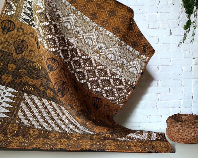 Ethnic Rug With Geometric Batik Pattern, Balinese Cotton Rug, Handmade ...