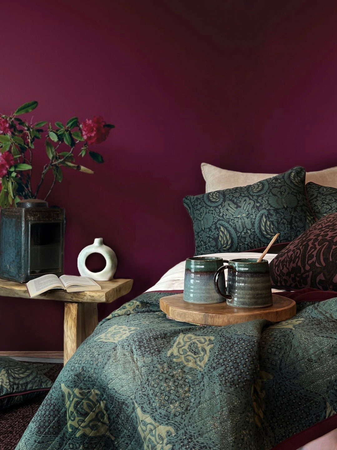 Japanese Style Bed Throw, Batik Pattern Quilted Throw, Asian Fabric - Etsy