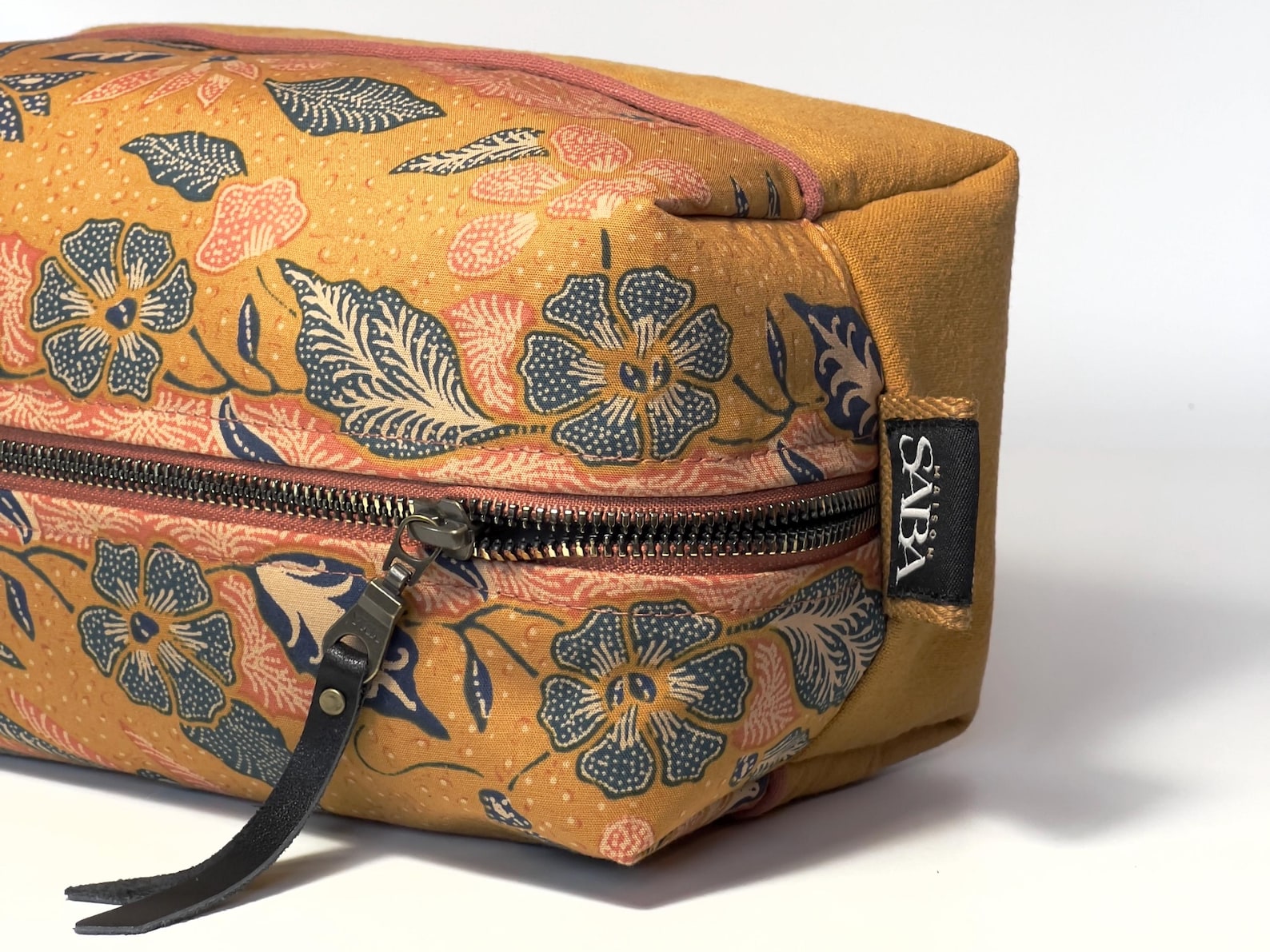 Floral Makeup Bag, Indonesian Batik, Mustard and Terracotta - Etsy
