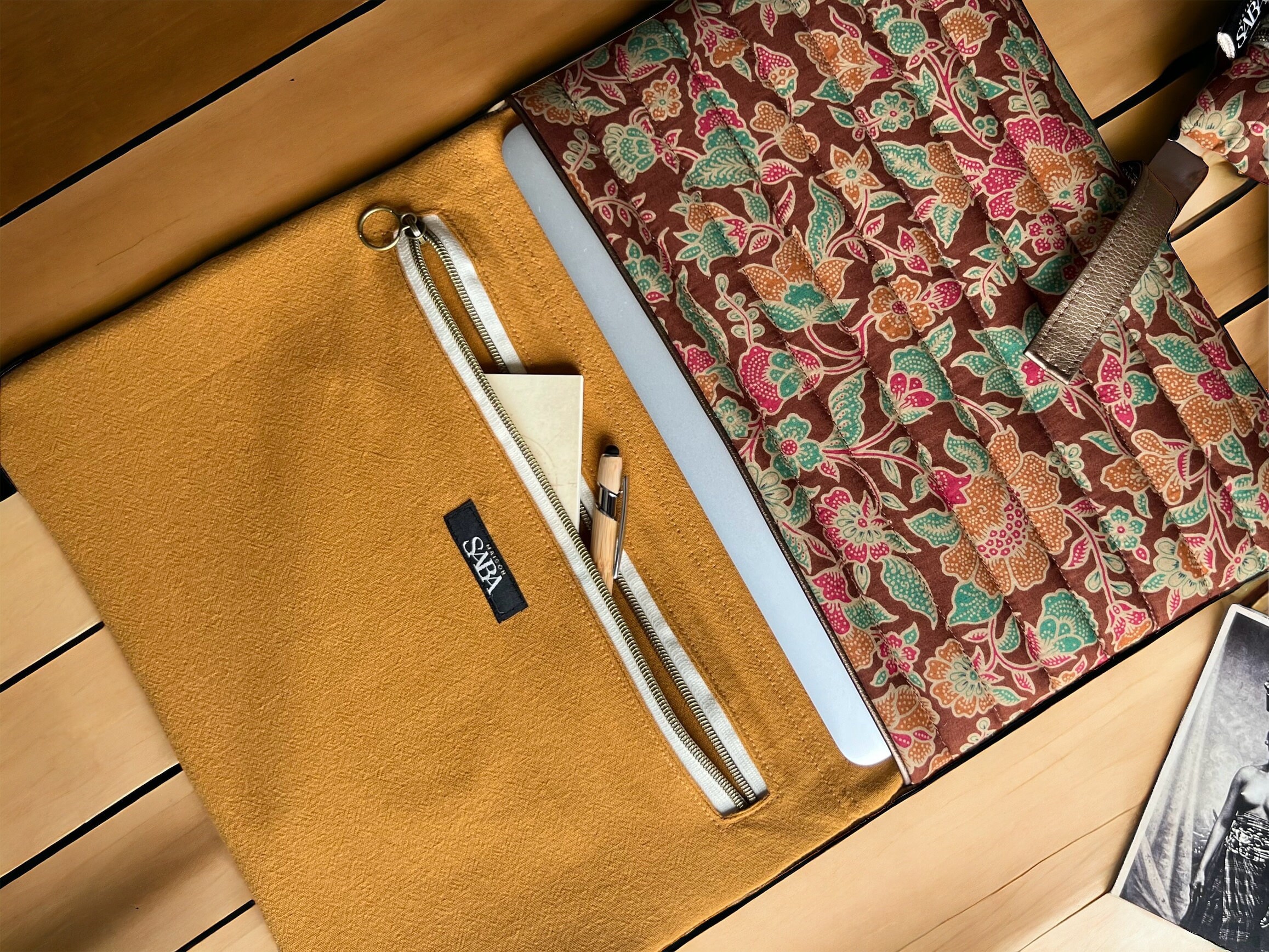 Laptop Sleeve and Tablet Case, Floral Batik Fabric, 10 to 16 Inch ...