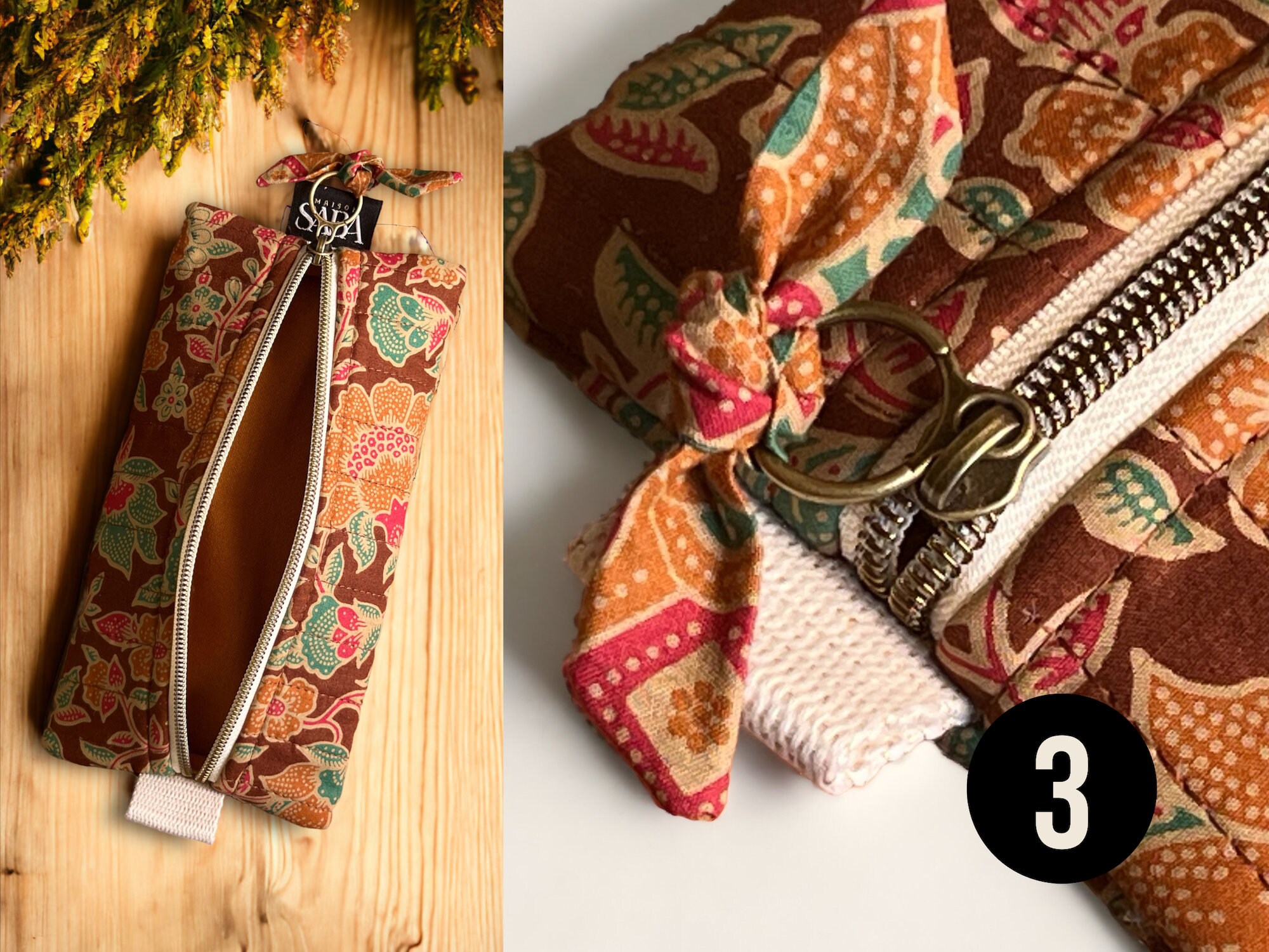 Pencil Case in Floral Fabric, School Pencil Bag, Balinese Batik Cotton ...