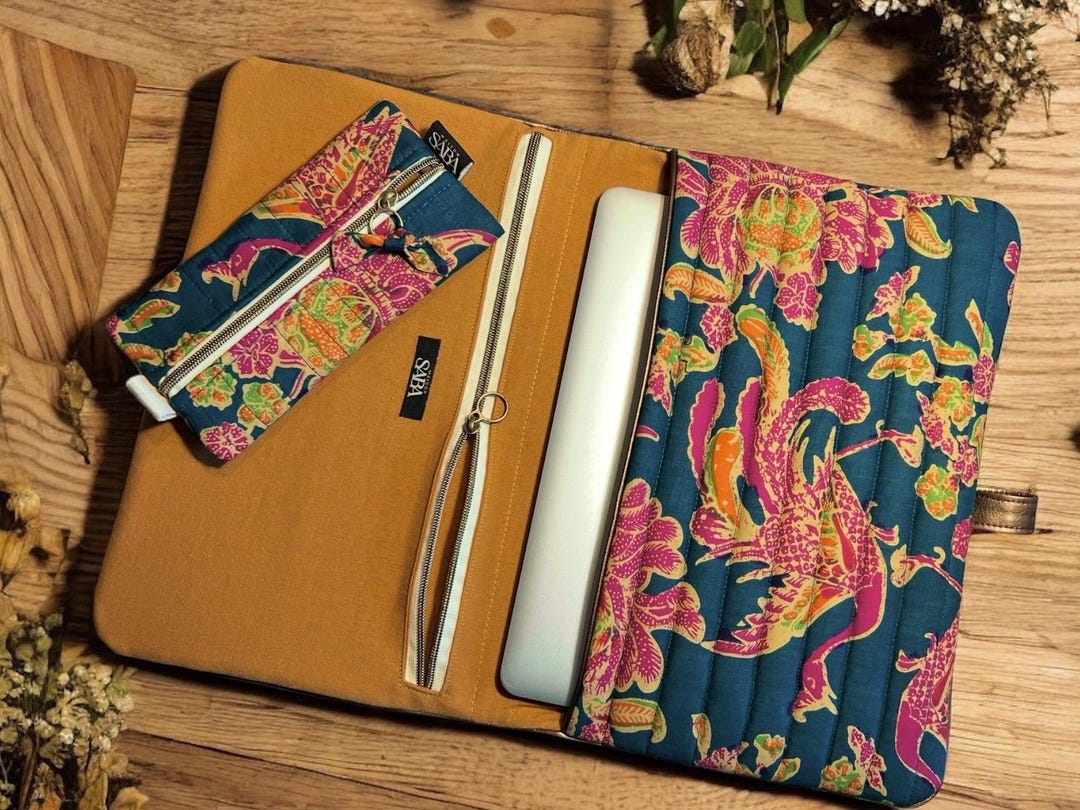 Laptop Sleeve and Tablet Case, Batik Indian Floral Fabric, 10 to 16 ...