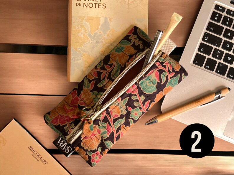Pencil Case in Floral Fabric, School Pencil Bag, Balinese Batik Cotton ...