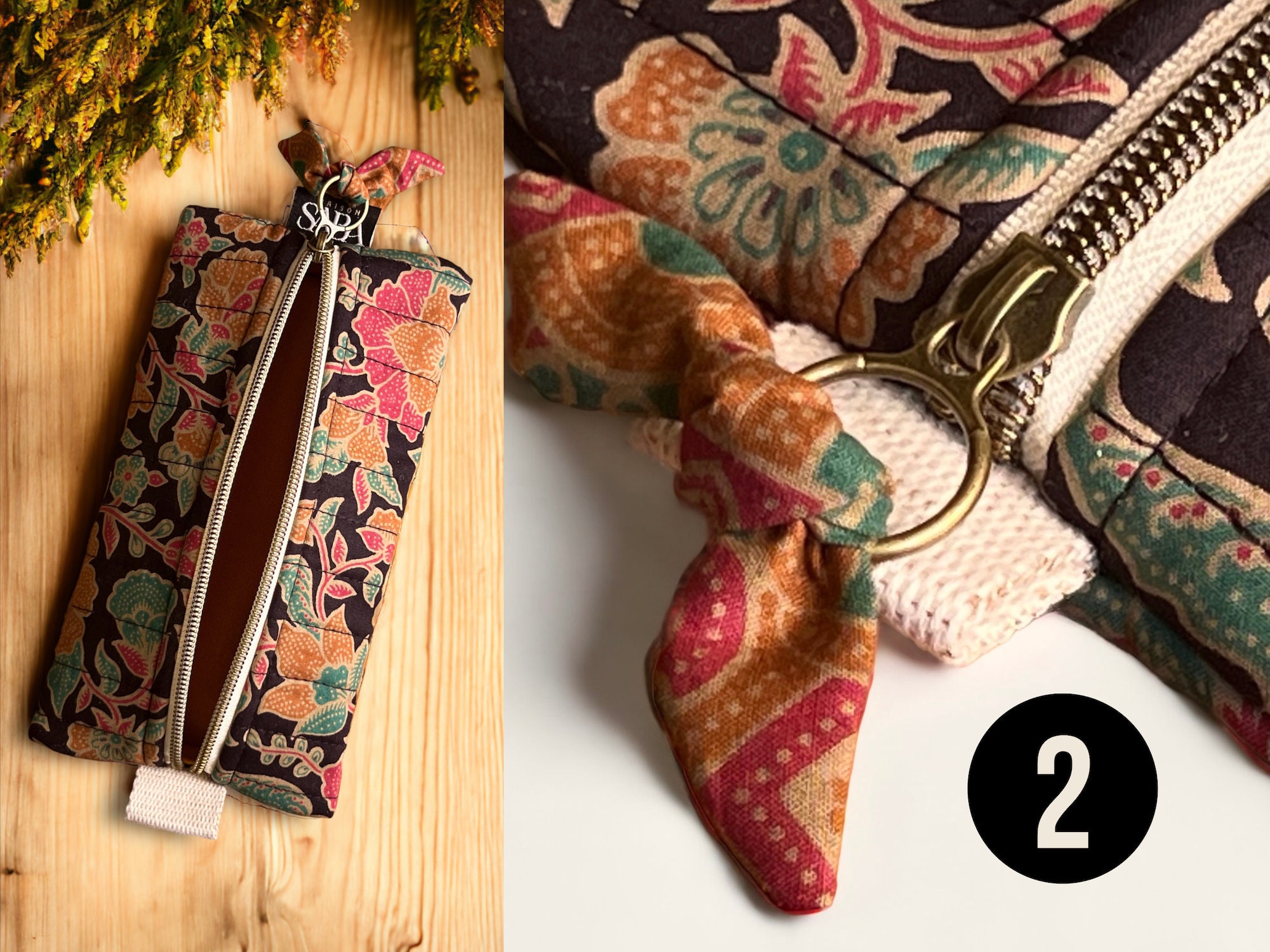 Pencil Case in Floral Fabric, School Pencil Bag, Balinese Batik Cotton ...
