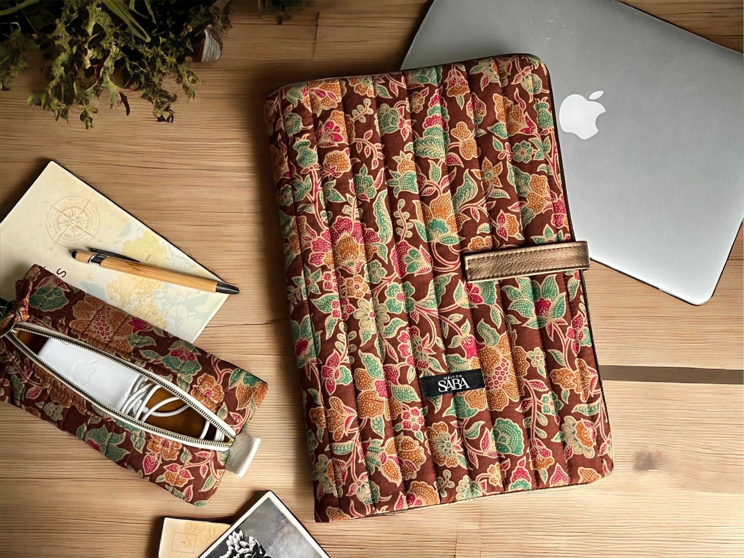 Laptop Sleeve and Tablet Case, Floral Batik Fabric, 10 to 16 Inch ...